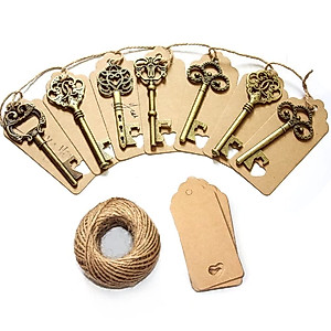 AYAOQIANG Wedding Favors Skeleton Key Bottle Opener with Escort Card Tag and Key Chains for Guests Party Favors Rustic Decoration (Bronze 75pcs)…