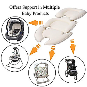 Innokids Head and Body Support Pillow Infant Car Seat Insert for Newborn to Toddler Stroller Cushion for Baby Shower Gifts (Beige)