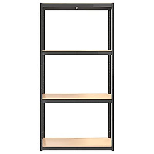 vidaXL 4-Layer Storage Shelf, Galvanized Steel & Engineered Wood Construction, Industrial Style Anthracite Shelving Unit, Commercial or Residential Use