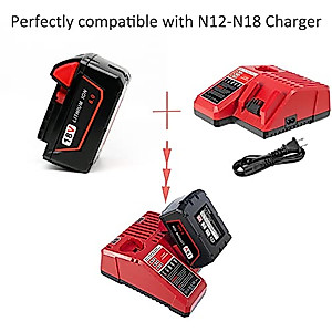 Oyrmil 2 Packs 18V 6.0Ah Replacement Battery for Milwaukee M18 48-11-1820 48-11-1850 48-11-1860 48-11-1828 48-11-10 Power Batteries