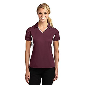 SPORT-TEK Women's Side Blocked Micropique Sport Wick Polo L Maroon/White