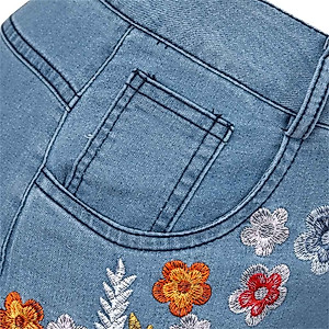 Women's Embroidery Destoryed Flare Jeans Button Waist Bell Bottom Summer Casual Trouser Comfortable Denim Pants（Light Blue,XX-Large）
