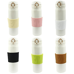 Piutouyar 6 Pcs Reusable Coffee Cup Sleeves, 6 Color Heat-resistant Nonslip Silica Gel Sleeve, Mug Cup Protector for Coffee Mug