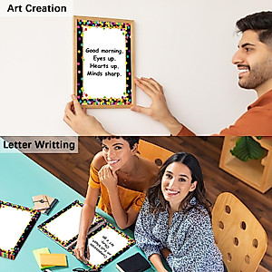 100 Sheets Back to School Confetti Black Stationery 8.5x11 Computer Border Printer Paper, Letterhead Paper for Teacher Printing Writing Letters, School Printer Supplies for Kids Home Family