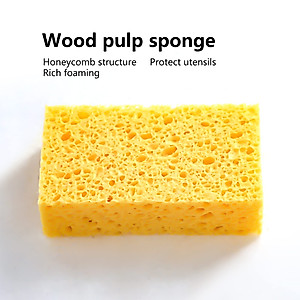 ARCLIBER Cellulose Sponges,Heavy Duty Scrub Kitchen Sponge,Clean Tough Messes Without Scratching Sponges Kitchen(6 Pack, Thick)