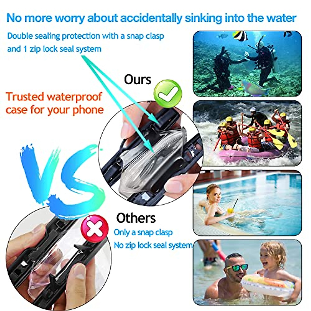 Large Universal Waterproof Case, AiRunTech Waterproof Phone Pouch Compatible with iPhone 14 Pro Max/13/12/11/XR/X/SE//8/7, Galaxy S22/S21, Note 20 Pixel/OnePlus Underwater Phone Protector Vacation