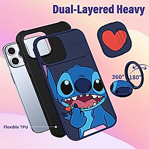 oqpa for iPhone 13 Pro Max Phone Case Cute Cartoon Phone Case for Women Girly Girl Cool Kawaii Funny 13 ProMax Case with Camera Cover+Ring Holder for Apple iPhone 13 Pro Max 6.7'', Heart Shidi