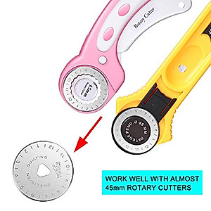 12 Pieces Rotary Cutter Blades Replacement Rotary Blades Round Trimmer Refill Blades in 45 mm Compatible with Fiskars Olfa Rotary Cutter for Quilting Cutting Sewing Crafts, 8 Types