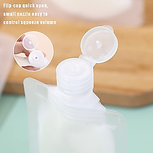 12PCS Travel Refillable Empty Squeeze Pouches, TSA Approved for Toiletry Lotion Shampoo and Conditioner Fluid Squeezable Bags, Portable Leakproof Cosmetic Make Up Containers 30/50/100ml/lables