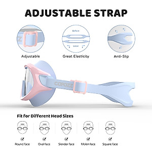 COPOZZ Swimming Goggles for Kids 6-14, Wide View Youth Swim Goggles No Leaks AntiFog Crystal Clear Water Pool Swim