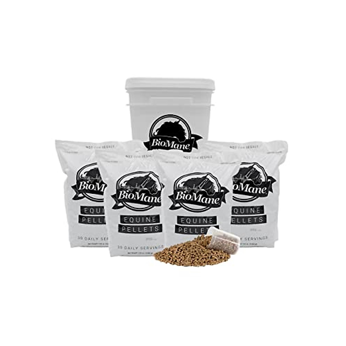 BioMane Hair Nutrition Supplement for Horses - 120 Day Supply w/Small Bucket