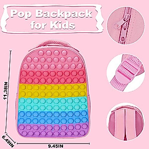 Fidvioi Girls Backpack for School, Cute Pink Backpack with Pop, Rainbow Elementary Book Bag Back to School Supplies Gifts for Girls Kids