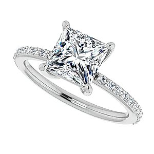 10K Solid White Gold Handmade Engagement Rings 2.0 CT Princess Cut Moissanite Diamond Solitaire Wedding/Bridal Ring Set for Women/Her Propose Ring (8)