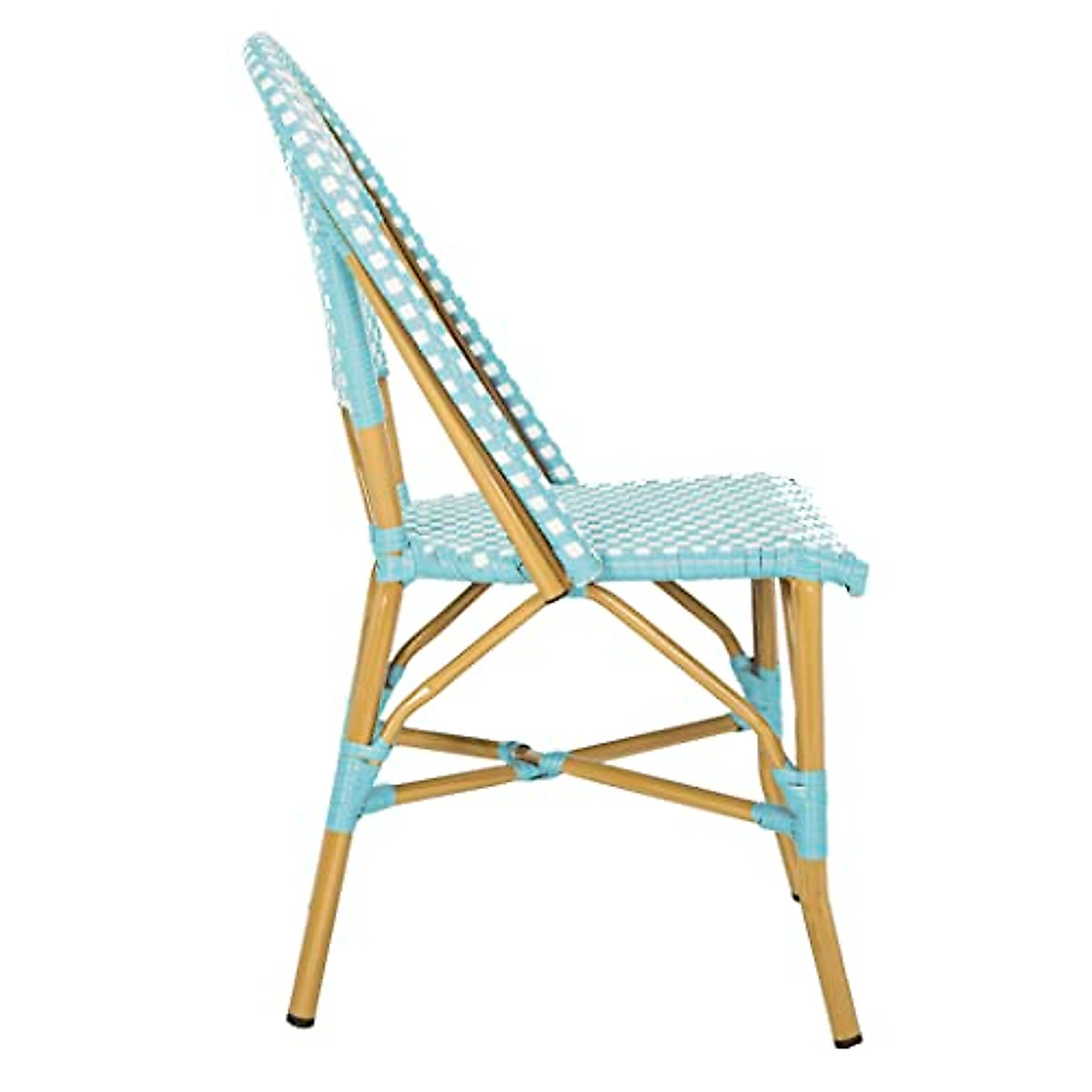 Safavieh Home Collection Hooper Indoor-Outdoor Stacking Side Chairs | Teal & White | Set of 2