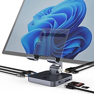 OTAITEK 8 in 1 iPad pro USB C Hub, with Foldable Tablet Stand, 100W Power Delivery, 4K HDMI, 2 USB-A Data Ports, USB-C Data Port, 3.5 mm AUX, TF/SD Card Slots, for iPad Pro and More USB-C Tablets
