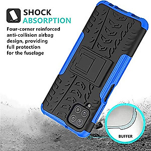 SKTGSLAMY Galaxy A12 Case,Samsung A12 Case,with HD Screen Protector, [Shockproof] Tough Rugged Dual Layer Protective Case Hybrid Kickstand Cover for Samsung Galaxy A12 (Blue)
