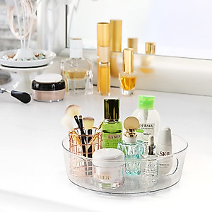 6 Pack Lazy Susan Organizer for Cabinet, Upgraded 11.5" Clear Lazy Susan Turntable with Handles and Raised Edge, Rotating Lazy Susan Spice Storage for Kitchen, Pantry, Refrigerator, Bathroom, Table