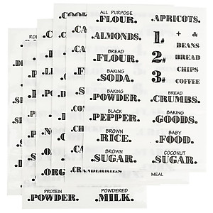 CRASPIRE Kitchen Pantry Labels 12 Sheets Preprinted Clear Kitchen Food Labels Water Resistant Organize Labels for Containers Jars Canisters Storage Bins