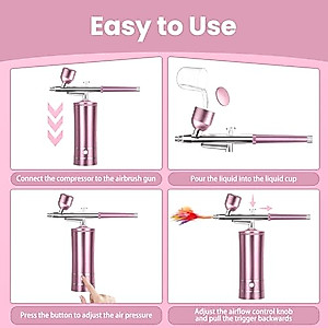 Daakro Cordless Airbrush Set - Portable Rechargeable Airbrush Kit with Compressor, Auto Handheld Air Brush Gun Sets for Makeup, Nail Art, Cake Decor, Model Painting, Barber, Tattoo