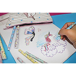 Cutieyou Unicorn Flamingo Gel Ink Pens 10 pcs + Unicorn Pencil case, fine Point 0.5mm Pen – Unicorn gift for girls