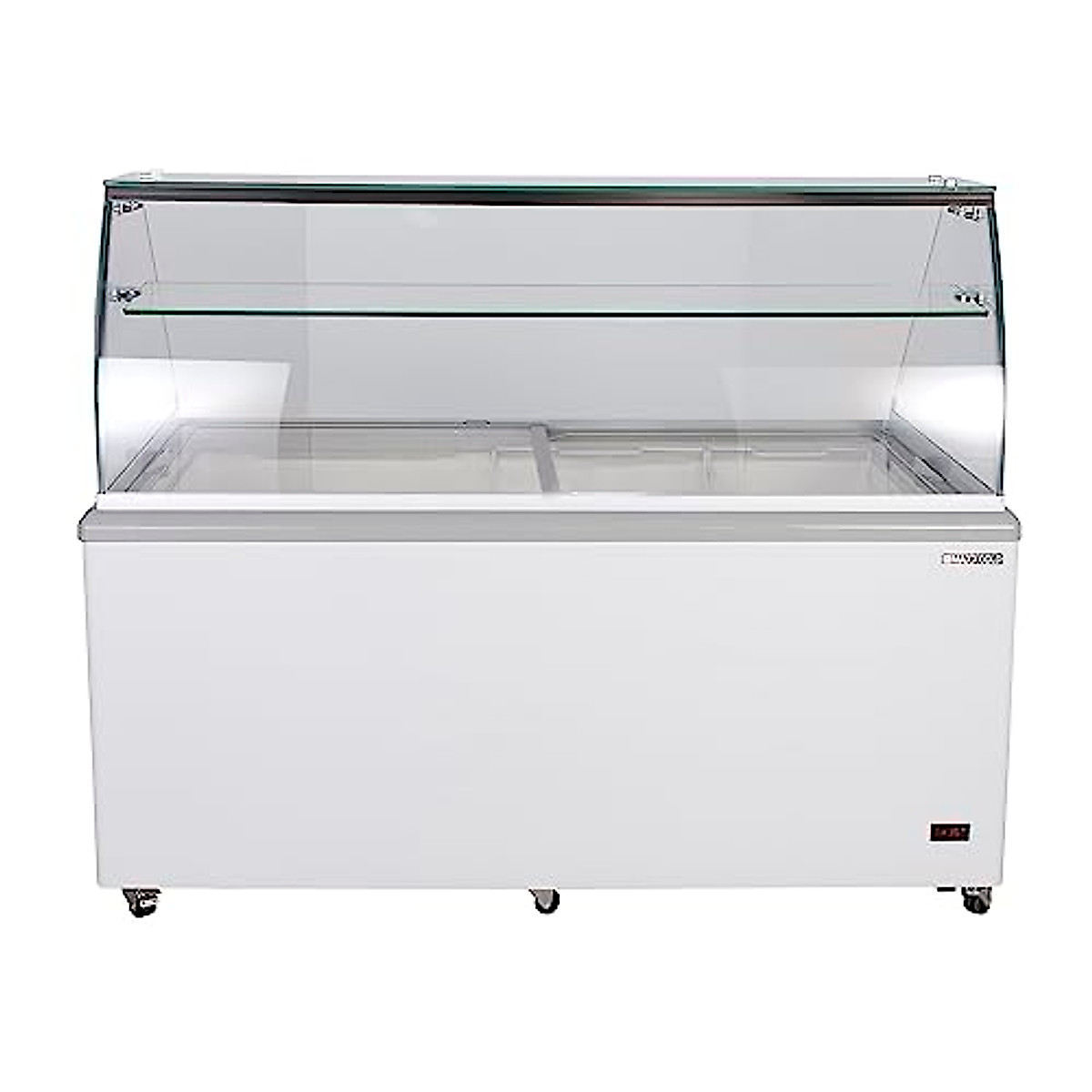 Maxx Cold MXDC-12 Commercial Ice Cream Dipping Cabinet Freezer with Curved Glass, Holds up to Twenty Two (22) Flavor Tubs, 70-Inch, White