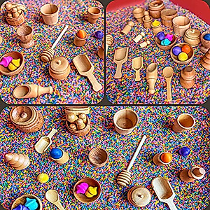 30 Piece - USA Made - Sensory Bin Tools - Sensory Bins - Wooden Sensory Bin Tools - Sensory Bin Toys - Sensory Tools - Toddler Sensory Bin - Learning Scooper -Montessori Toys for Toddler