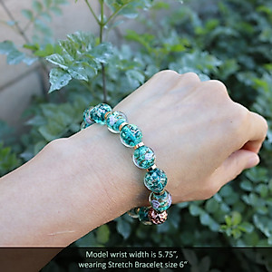 ARTSY Crafts Glow in The Dark Beads Bracelet, Ocean Blue Firefly Beads Stretch Bracelet, Luminous Murano Bead Healing Crystals Bracelets