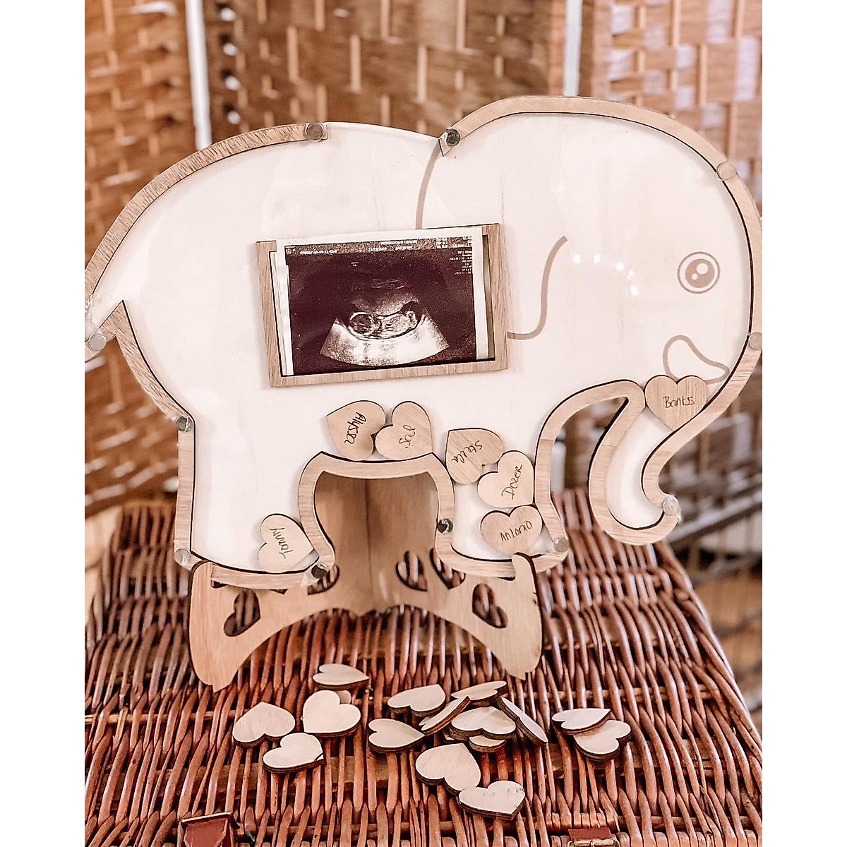 Bossy Baby,Elephant Baby Shower Guest Book Alternatives,Elephant Baby Shower Decorations,Baby Sonogram Frame Keepsake- Elephant Nursery Decor Photo Frame,Safari Nursery Decor,(Elephant Theme)