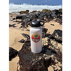 Lifecraft Beach Time 18/8 Stainless Steel Vacuum Insulated Sweat Proof Water Bottle Large 32 Oz Wide Mouth with Straw Flip Lid, Handheld Sport Design Hydro Metal Jug