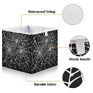 DOMIKING Halloween Web Storage Bins for Closet Shelves Bedroom Foldable Fabric Storage Basket with Sturdy Handle Closet Baskets Cubes 11 Inch