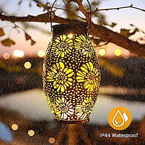Solar Lanterns Outdoor Waterproof Large - OxyLED 2 Pack Hanging Lantern Solar Powered with Handle Decorative Retro Metal LED Solar Garden Lights for Table Patio Yard Fence Porch Christmas Decor