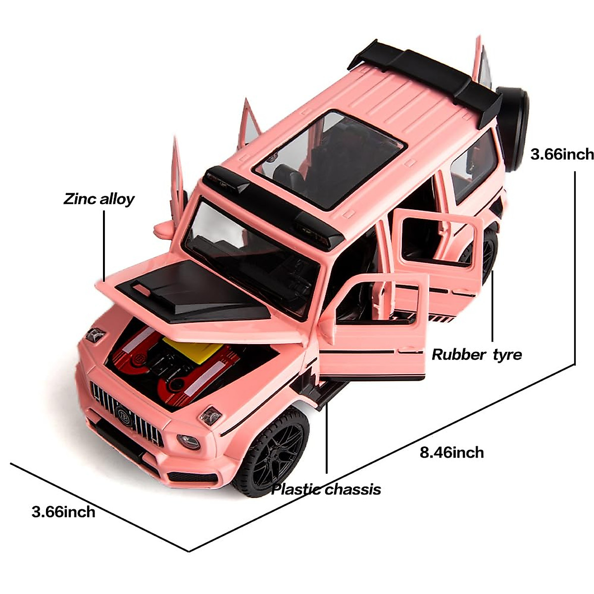 WAKAKAC Model Car 1/22 Scale Benz G800 Alloy Collectible Pull Back Toy Vehicle with Light and Sound Door Can Be Open Toy Car for Boys Adults Gift(Pink)