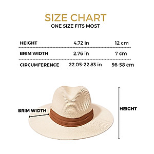 accsa Panama Straw Hat for Women Wide Brim Summer Sun Hat Ladies Straw Hat for Beach UPF 50+