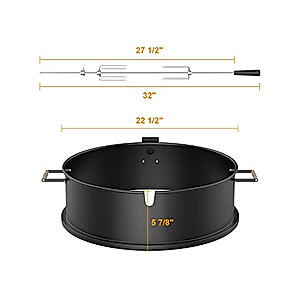 LS'BABQ 22.5 Inch Charcoal Kettle Rotisserie Kit for Weber 22 Inch and 22.5 Inch Kettle Grill, and Other Similar Size Grills,Heavy Duty Grill Rotisserie Kit for Cooking