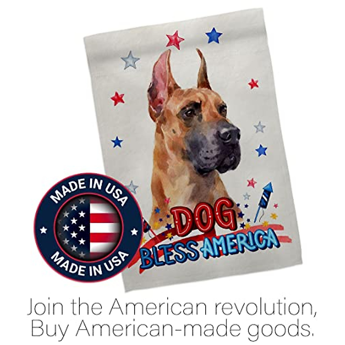 Breeze Decor Patriotic Fawn Dane Garden Flag Set Wood Dowel Dog Puppy Spoiled Paw Canine Fur Pet Nature Farm Animal Creature House Banner Small Yard Gift Double-Sided, Made in USA