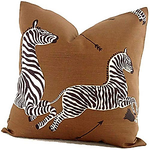 Zebra Brown Decorative Pillow Cover 18x18 Black and White Stripes Zebra Square Pillow Euro sham Pillow or Lumbar Pillow Accent Pillow Cushion Cover Decortaive Pillowcase Home Decor