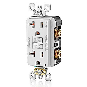 Leviton GFCI Outlet, 20 Amp, Self Test, Non Tamper-Resistant with LED Indicator Light, Protection from Electric Shock and Electrocution, GFNT2-W, White