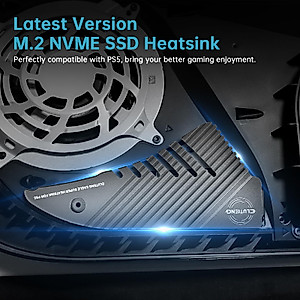 ELUTENG Heatsink SSD PS5 with 4 Thermal Pads PS5 SSD Heatsink Cover NVME PS5 2 in 1 Heatsink for PS5 Aluminum M.2 2280 SSD Cooling Mounting Post Kit Heat Sink for PS5 Computer Gaming PC Use(Black