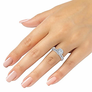 Cushion Cut Wedding Rings Set Engagement Ring, 1-7/8(ctw) Carat Moissanite Engagement Ring Bridal Ring Set For Women 925 Sterling Silver Promise Ring, Size 10