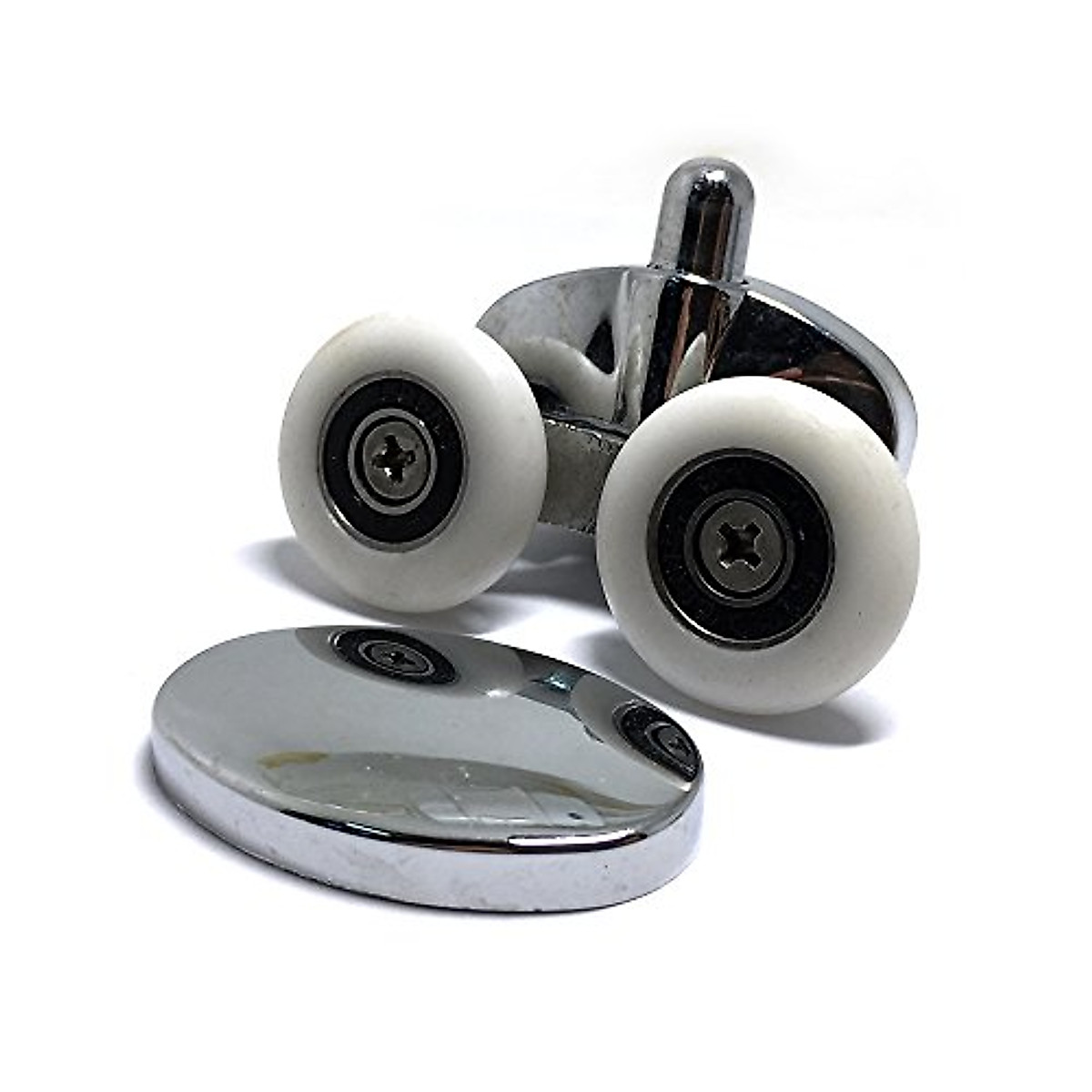 Smooth Set of 4 New Oval Metal Alloy Double Wheel Shower Door Rollers 23mm