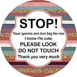 Stop Please Look Don't Touch - Striped - Germ Tag - Stroller Car Seat - Baby Newborn Preemie - Baby Shower Gift