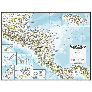 National Geographic Maps: Central America, Bermuda, and Islands of the West Indies Wall Map - Compact - 21 x 16 inches