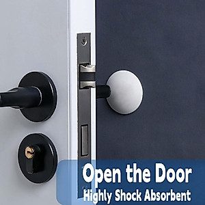 Zorfeter 6 Pcs Door Stoppers Wall Protector Round Silicone Wall Shield Cushion Self Adhesive Door Handle Bumper Silencer for Walls (White, Gray, Black)