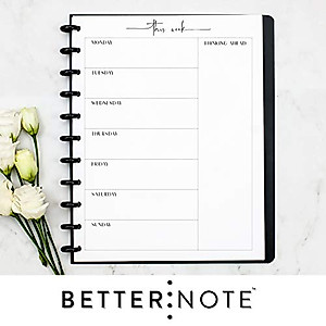 BetterNote This Week Refill Pages for Discbound Notebooks, Fits Big Happy Planner, Levenger Circa Discs, Staples Arc, Talia (Modern- 6 months, 11-Disc, 8.5"x11")