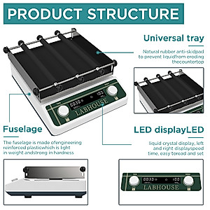 LABHOUSE Lab Digital Orbital Shaker Mixer | 9.85"x9.85" Plate Size Adjustable Speed 40-200RPM Capacity 2KGS | Timed and Continuous Modes Rotator Shaker for Laboratory