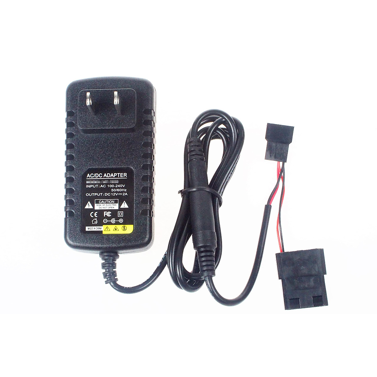 NOYITO DC 12V 2A Fan Power Adapter Fan External Power Supply Suitable for D-Port 3-Pin 4-Pin Male Female Connector Cooling Fans