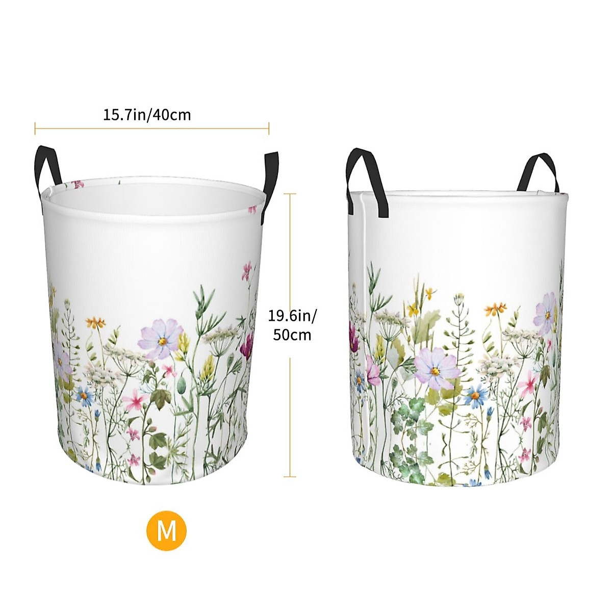 Wildflowers Laundry Basket Organizer Collapsible Laundry Hamper Nursery Storage Basket Bin with Handles for Clothes Toy Bathroom Room