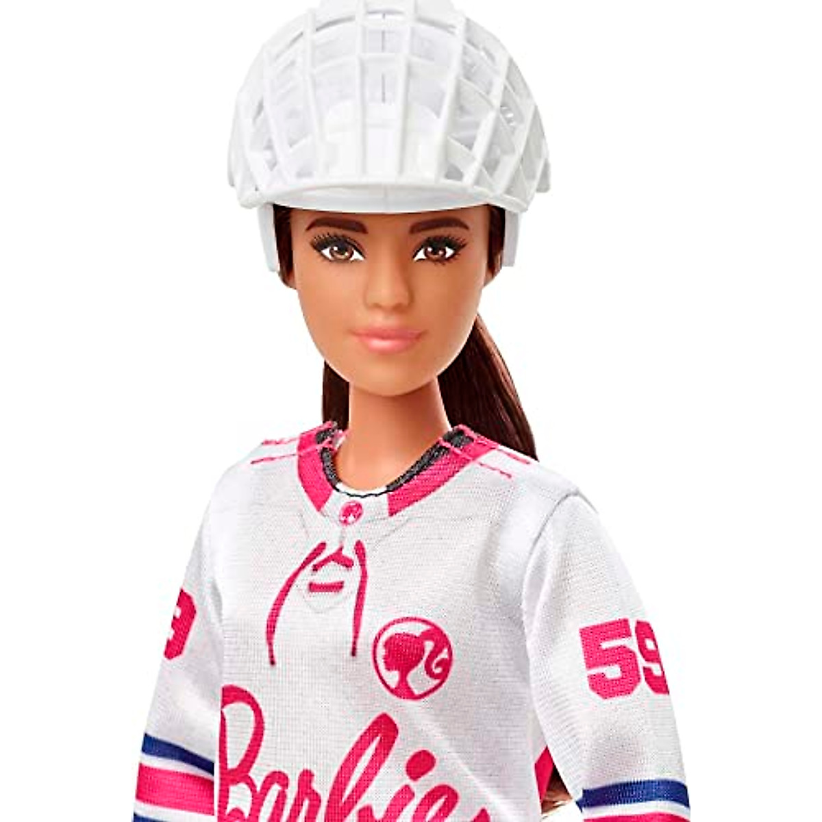 Barbie Hockey Player Fashion Dolll with Curvy Shape & Brunette Hair, Sports Theme with Jersey Helmet & Hockey Accessories