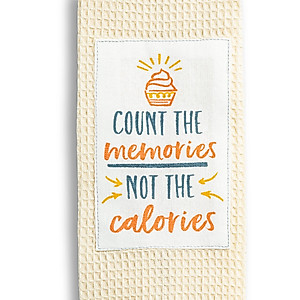 DEMDACO Count The Memories Grey Blue 69 x 4 Cotton Blend Fabric Dish Towel Kitchen Boa