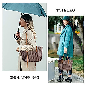 DAENO Womens Purses and Handbags Large Tote Bags for Women With Zipper Ladies Shoulder Handle Satchel Bags 2pcs Set(Brown)